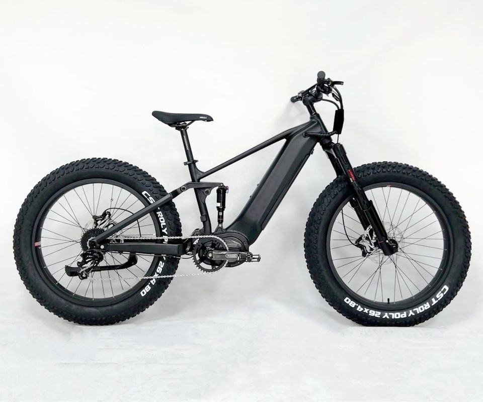 48V 1000W Mid Drive Electric Bike 26 Inch Fat Tire Full Suspension ...